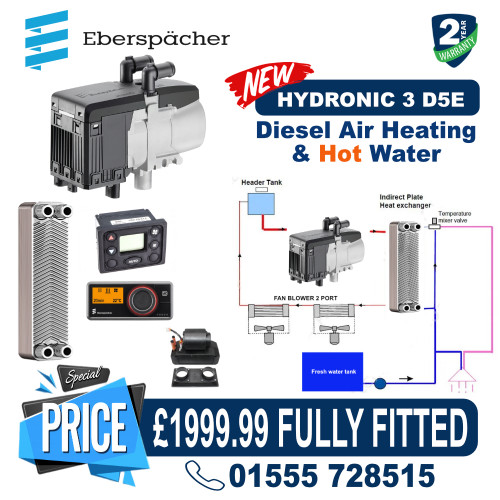 HYDRONIC 3 D5E 5 kWh CS 12V HOT WATER SYSTEM WITH EXCHANGER PLATE AND ...