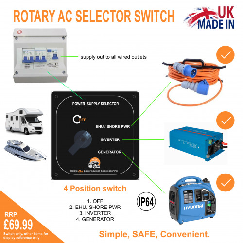 4 POSITION MAINS (220v) CHANGEOVER SWITCH
